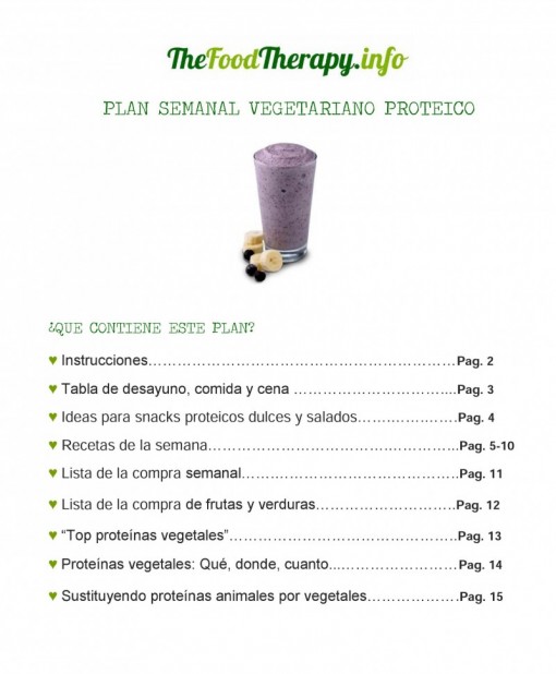 Plan Semanal Vegetariano Proteico | The Food Therapy